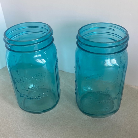 Jardin | Art | Vintage Pair Of Jardin Aqua Glass Quart Jars Marked Not ...